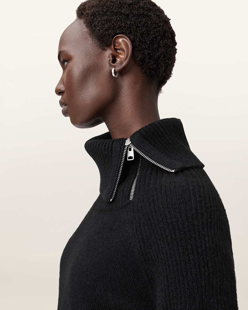 Jax 2-in-1 Roll Neck Maxi Dress Black | ALLSAINTS